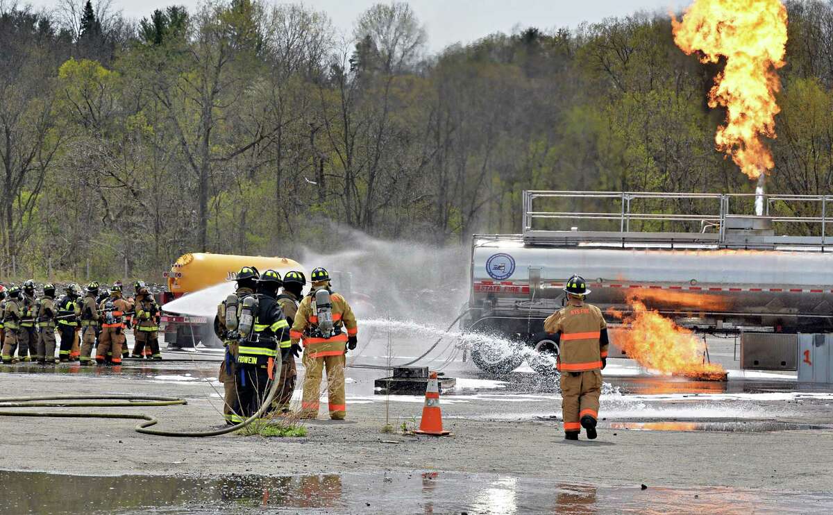 Firefighters train as crude oil surges through Albany port