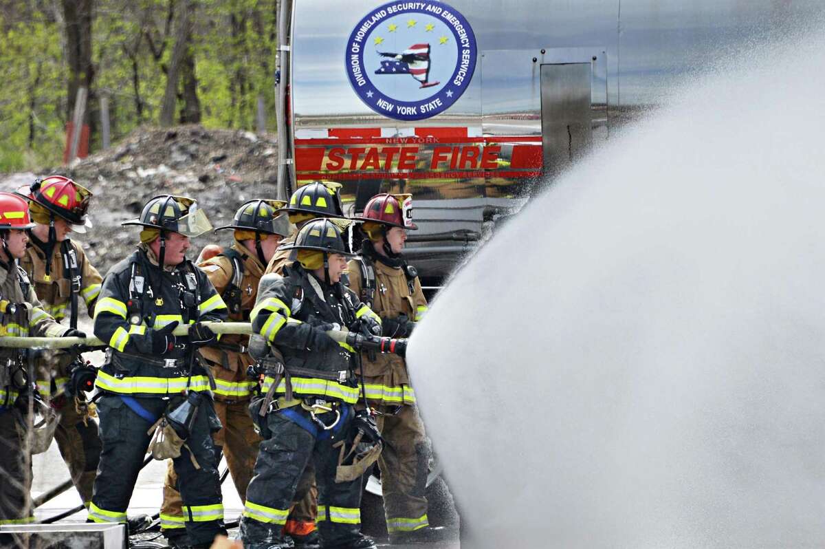 Firefighters train as crude oil surges through Albany port