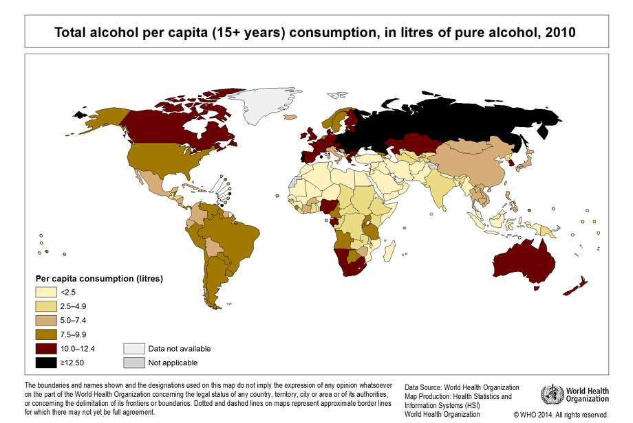Map shows the world's drunkest countries - Houston Chronicle
