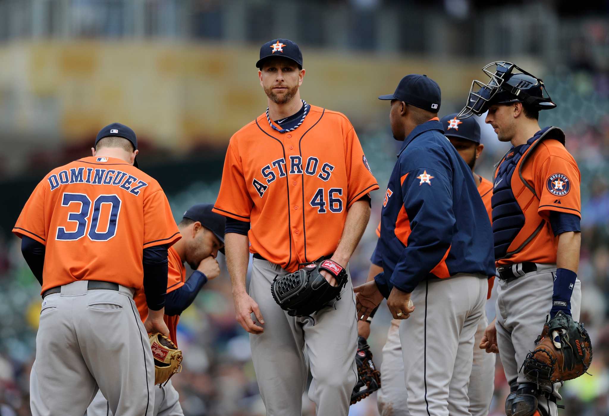 Astros' errors exacerbate Feldman's funk