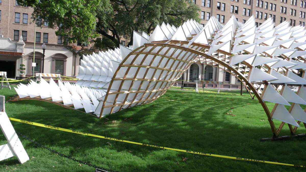 Travis Park student sculpture partially topples