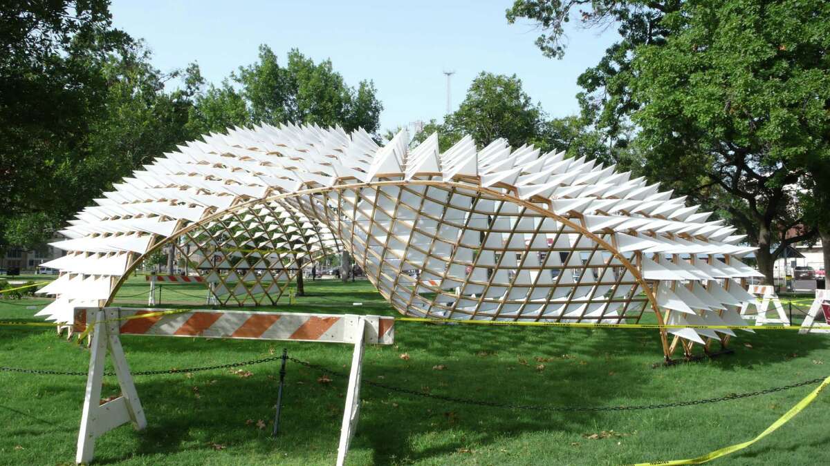 Travis Park student sculpture partially topples