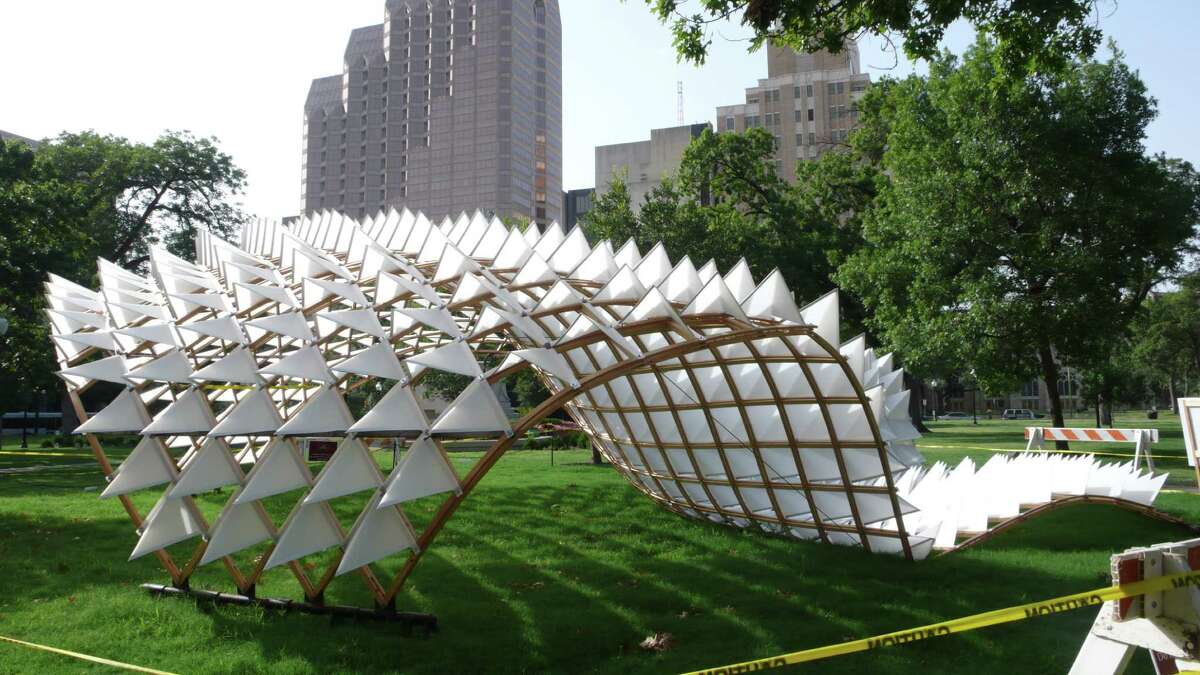 Travis Park student sculpture partially topples