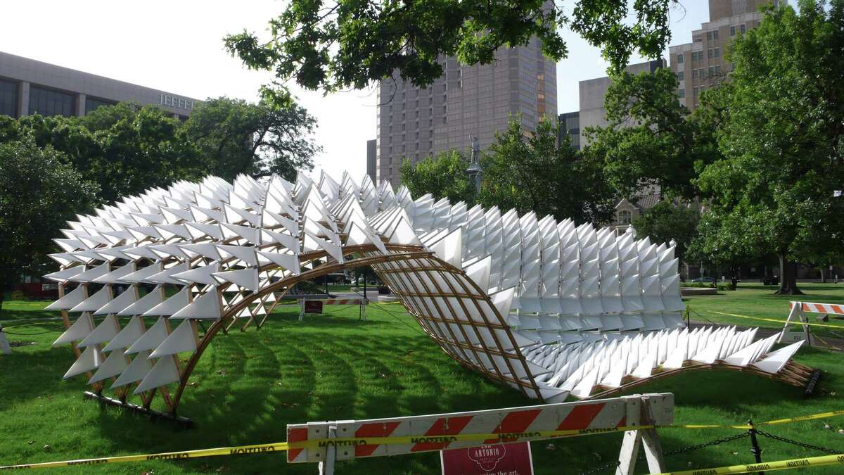 Travis Park student sculpture partially topples