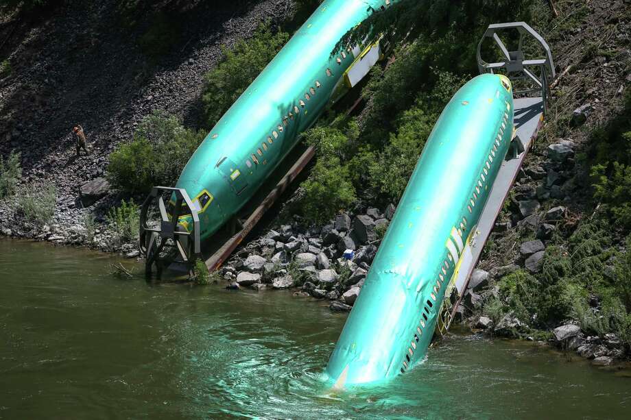 Boeing 737 fuselages removed from Montana river after train derails ...