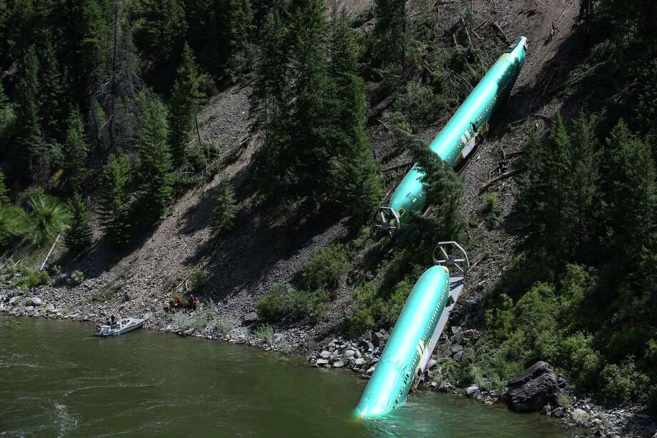 Boeing 737 fuselages removed from Montana river after train derails ...