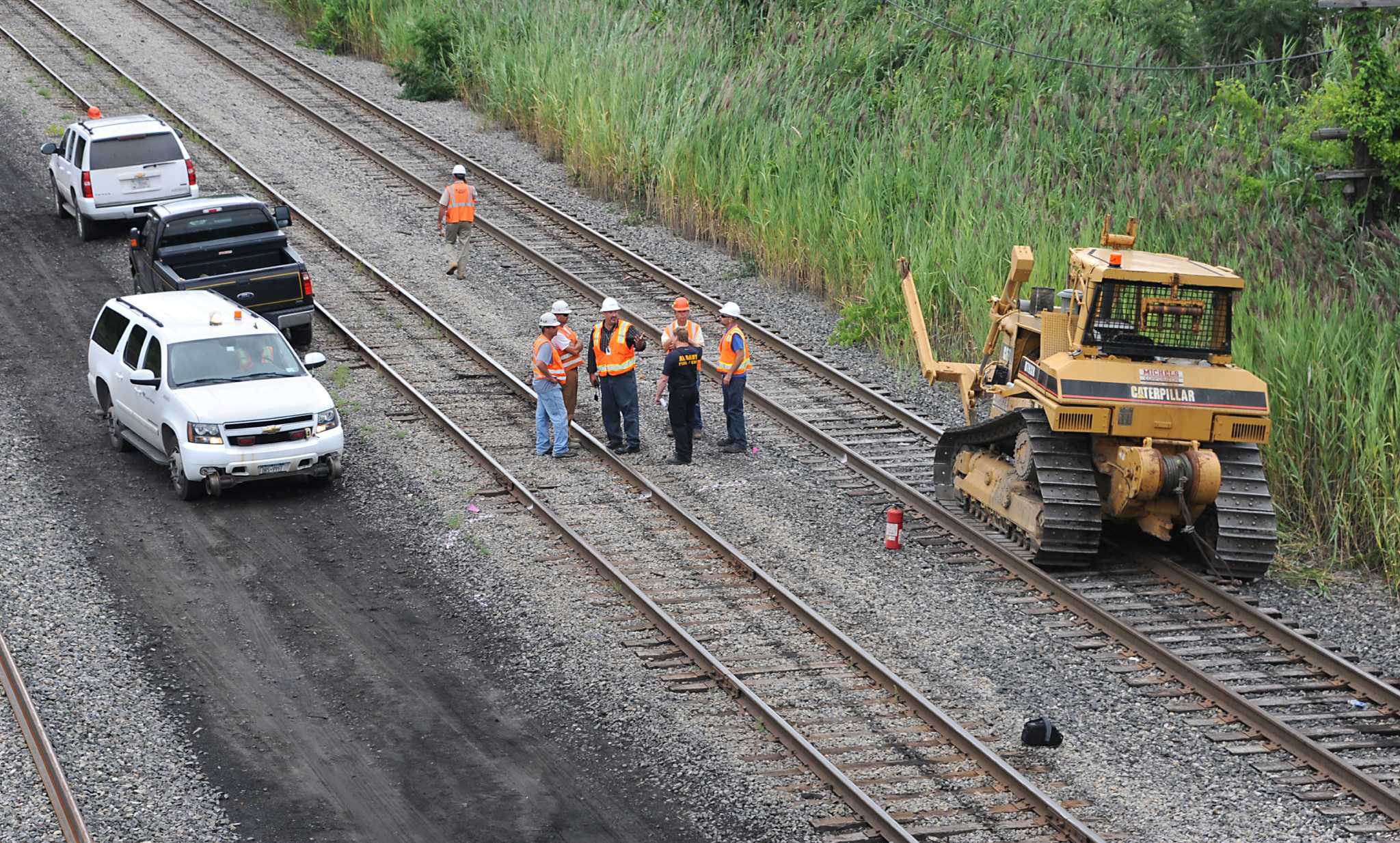 Runaway bulldozer rides the rails