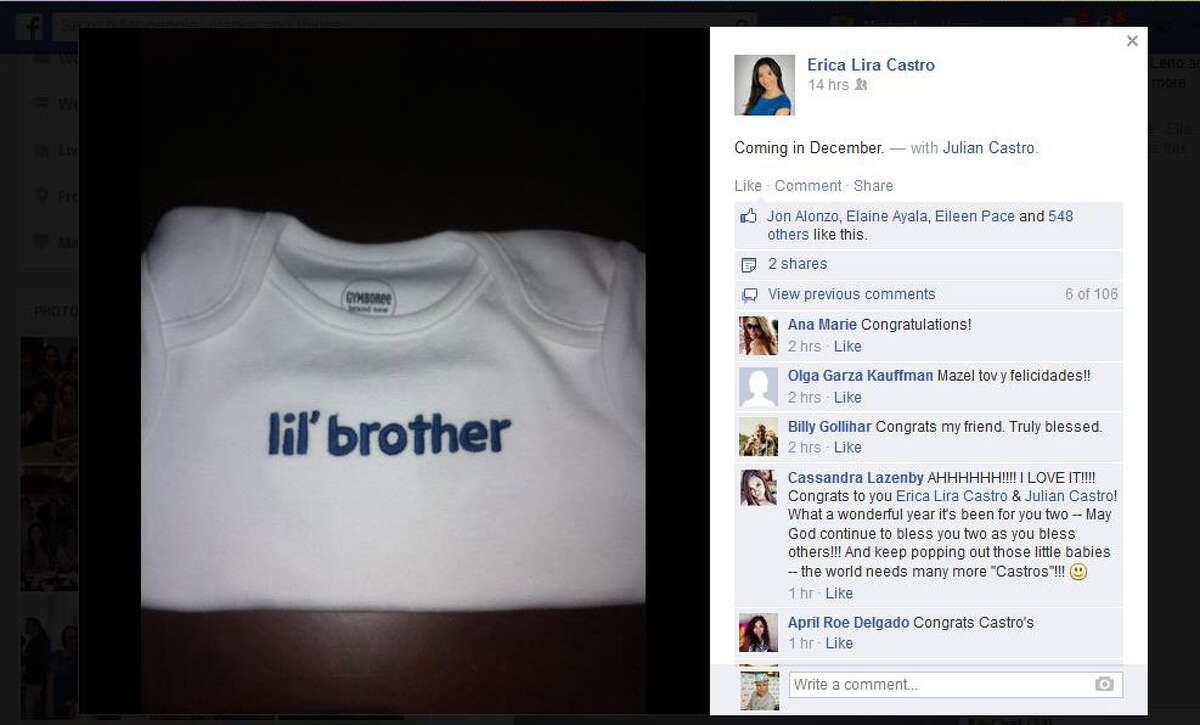 Julián and Erica Castro expecting a boy in December