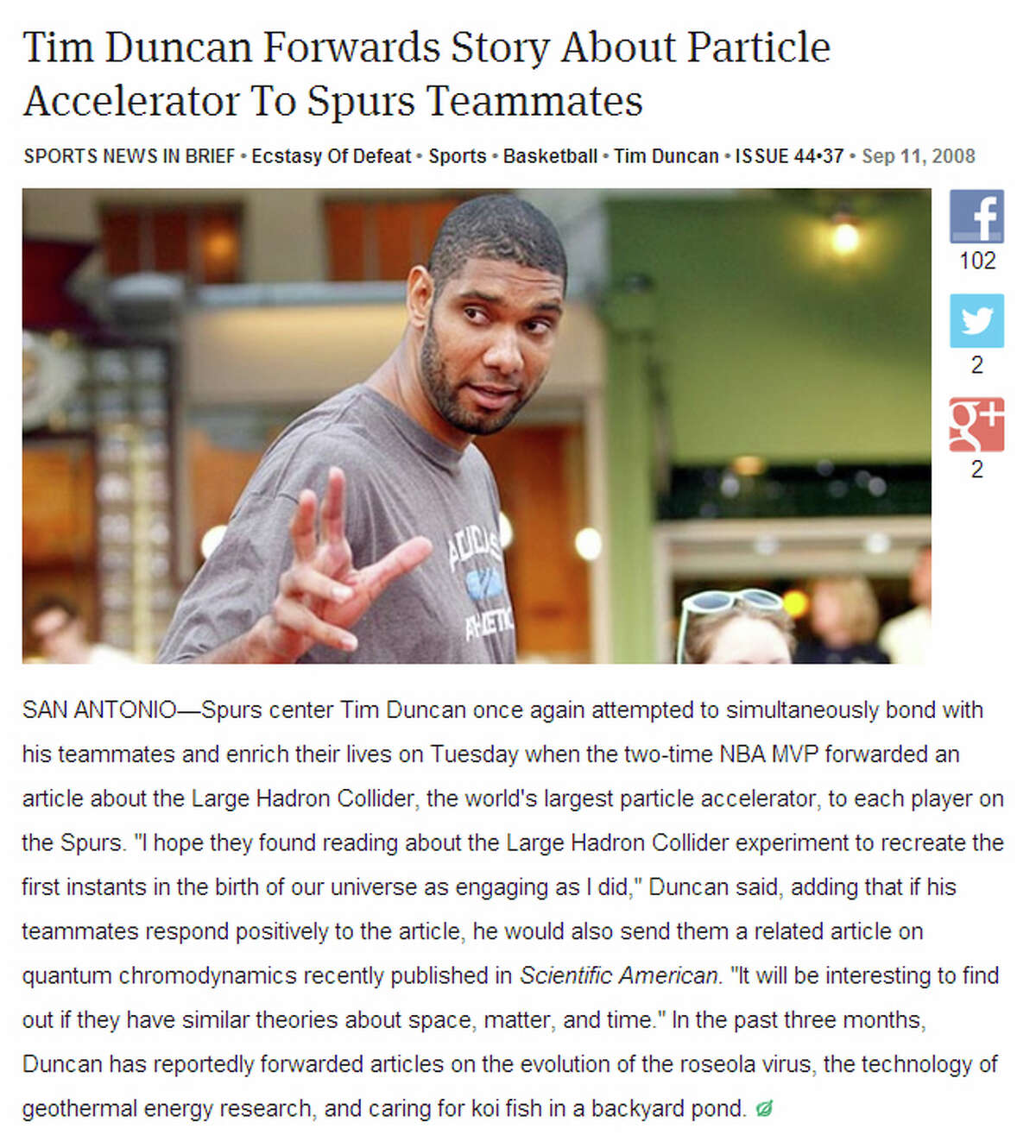 25 hilarious Tim Duncan headlines from The Onion