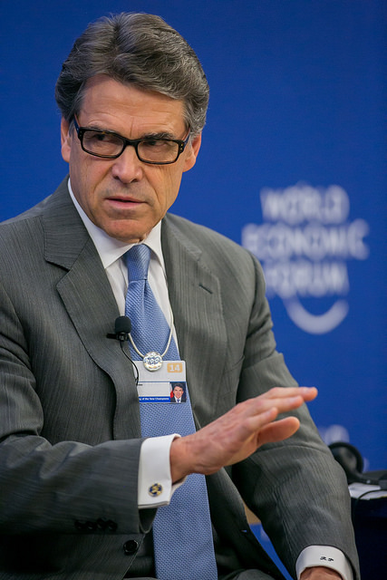 Perry uses first trip abroad since indictment to show preparedness