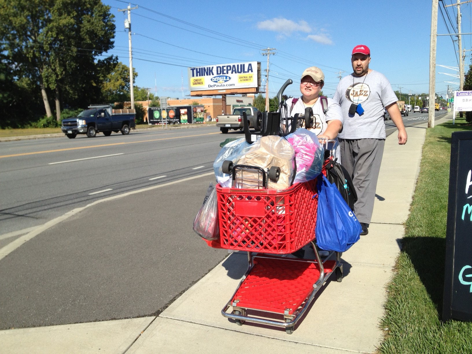 Homeless couple, nowhere to go, trudge along Central Avenue