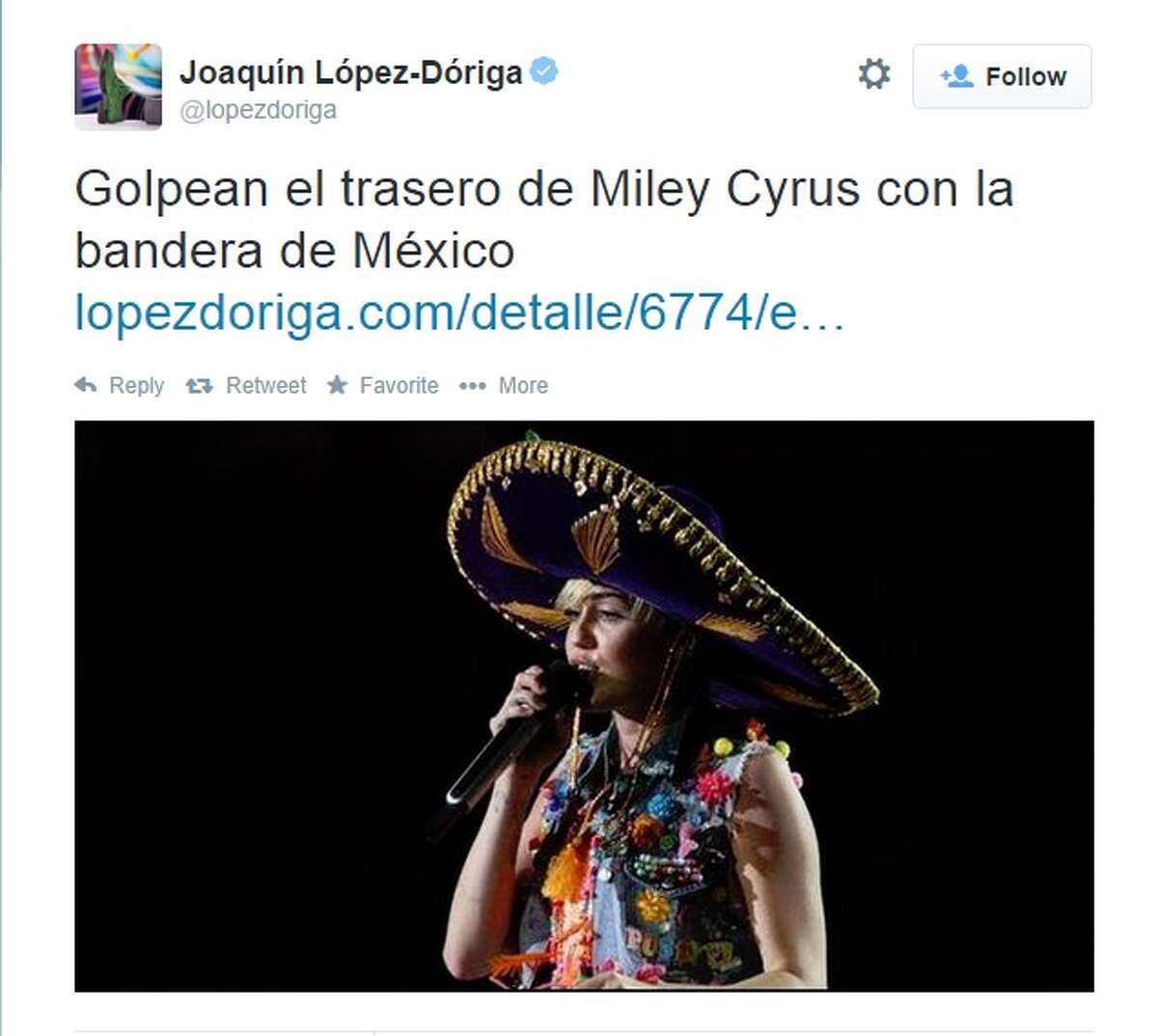 Miley Cyrus under criminal investigation for twerk stunt with Mexican flag