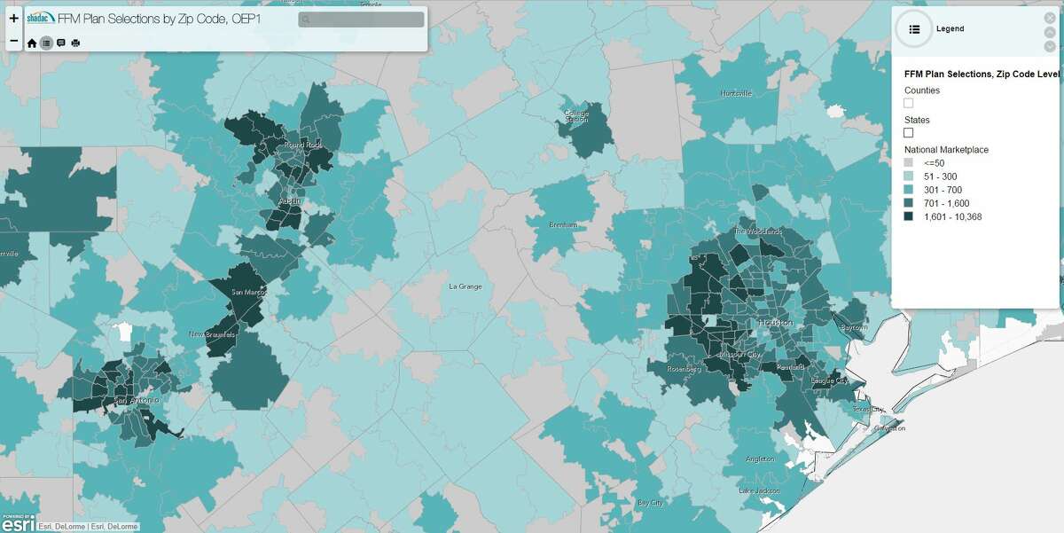 Map shows Obamacare enrollment in Bexar County by ZIP code
