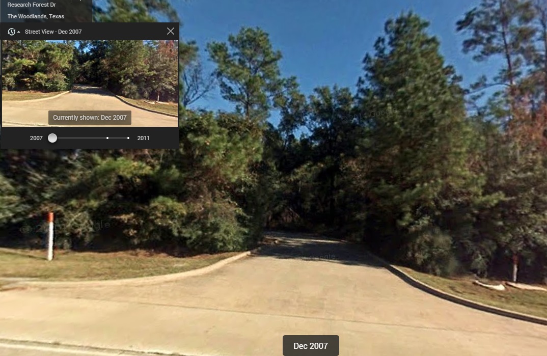 Google Maps shows The Woodlands before rapid growth