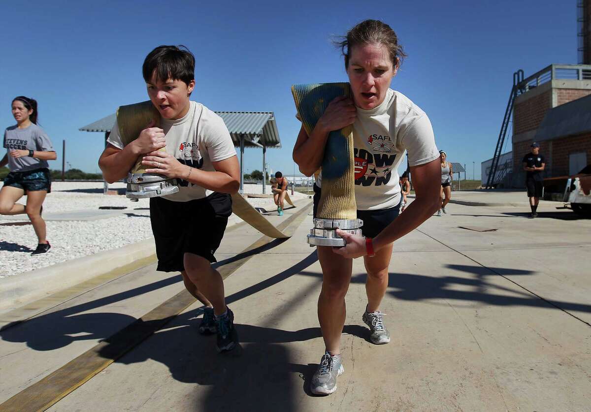 Women show off firefighting skills