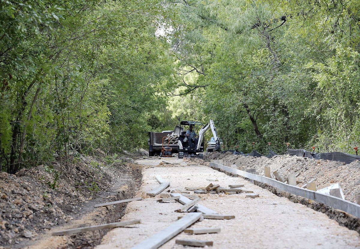 Olmos Basin Park paved path near completion