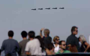 Air show off, fireworks on for Fleet Week