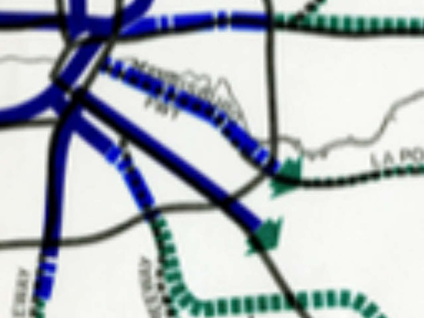 Proposed Houston rail lines shown on 1973 map