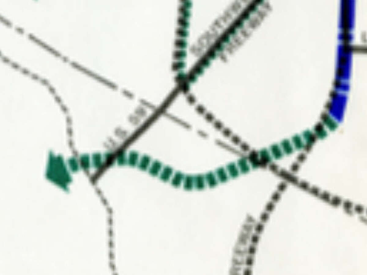 Proposed Houston rail lines shown on 1973 map