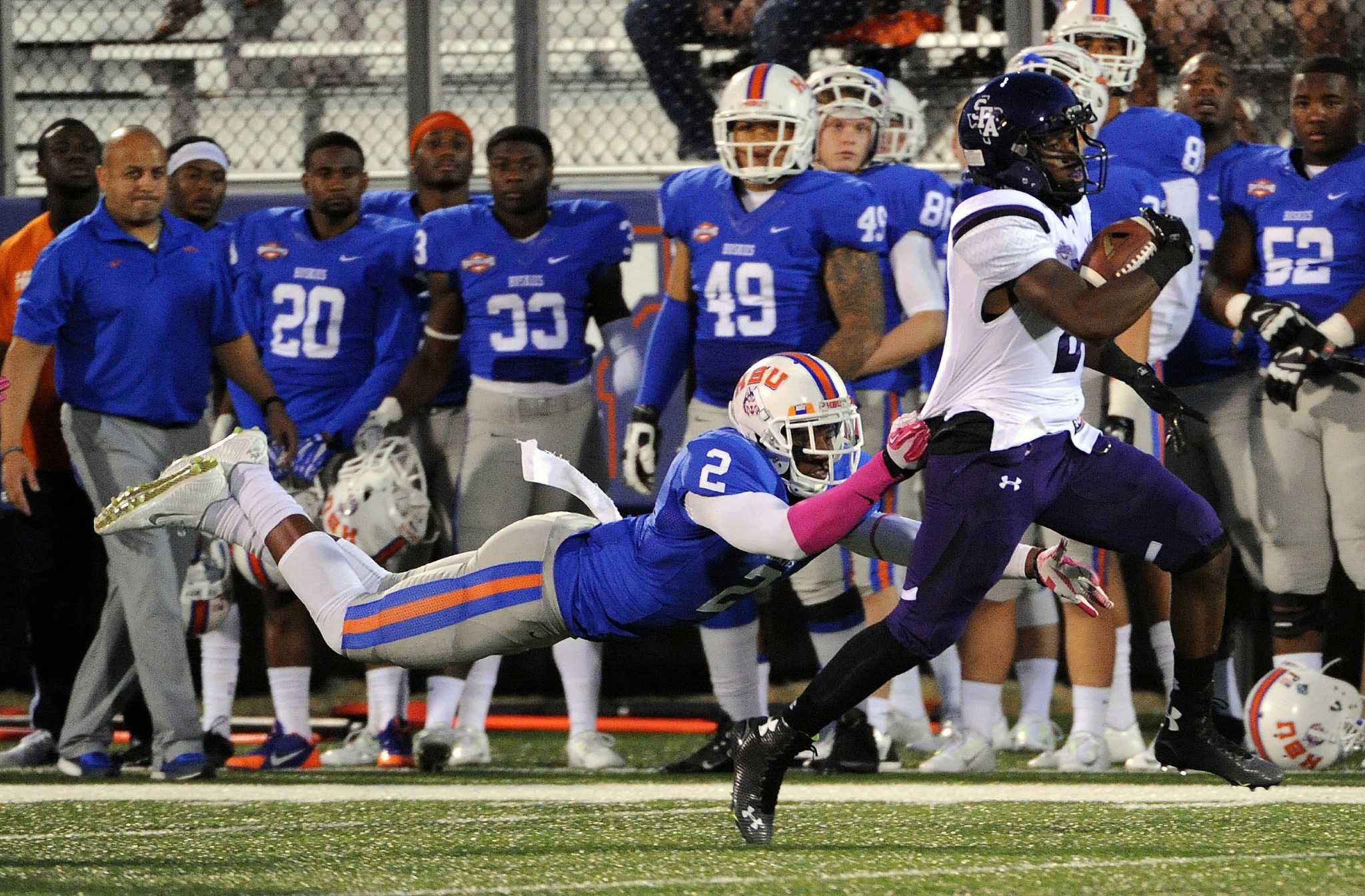 SFA strikes early, often in rout of HBU