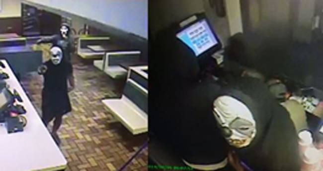 Men in scary masks rob fast-food eatery