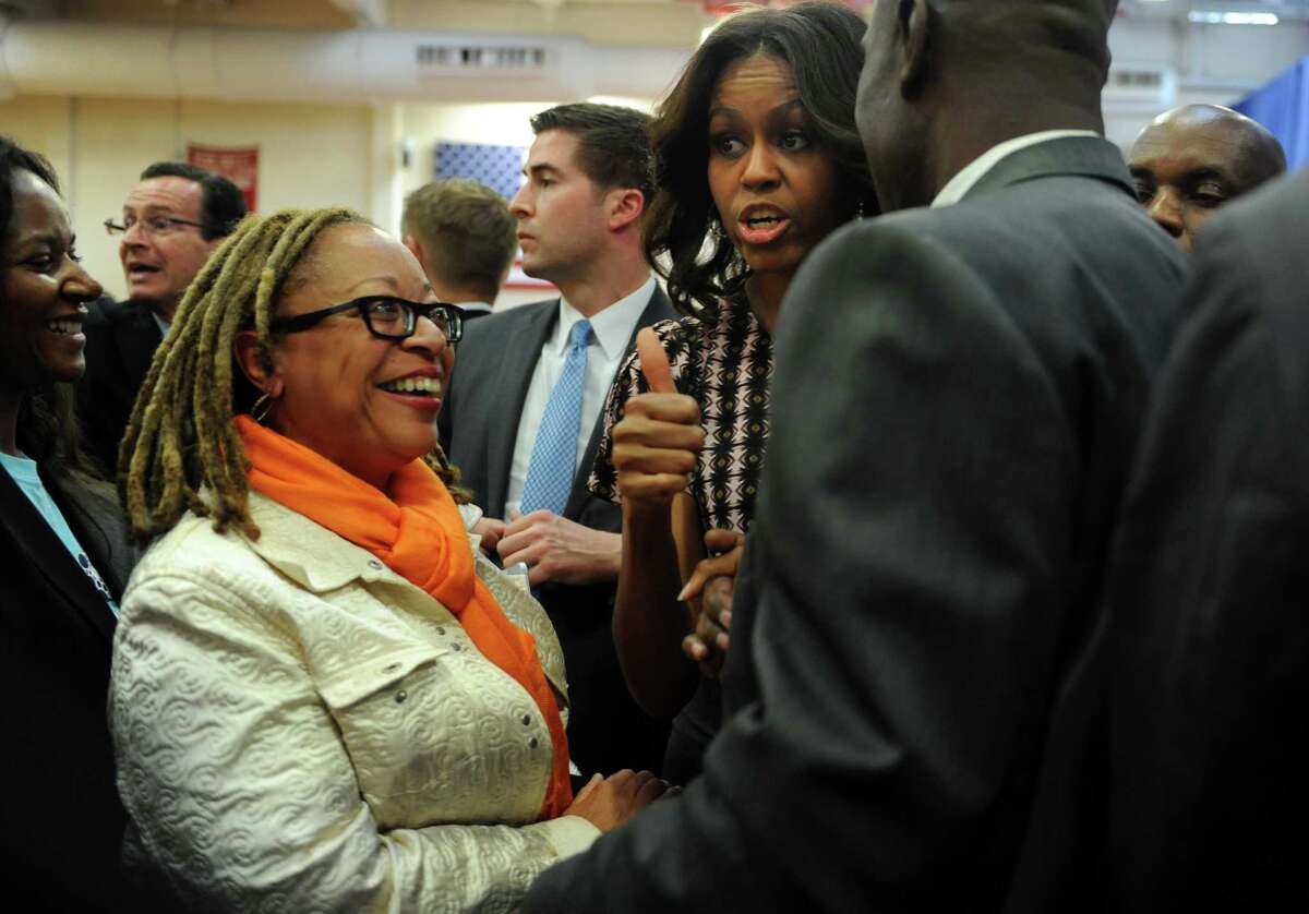 Michelle Obama draws a crowd for Malloy