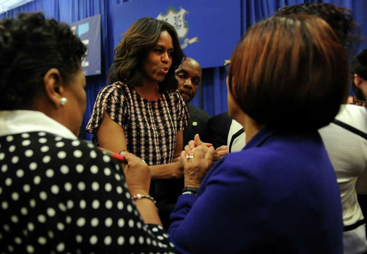 Michelle Obama draws a crowd for Malloy