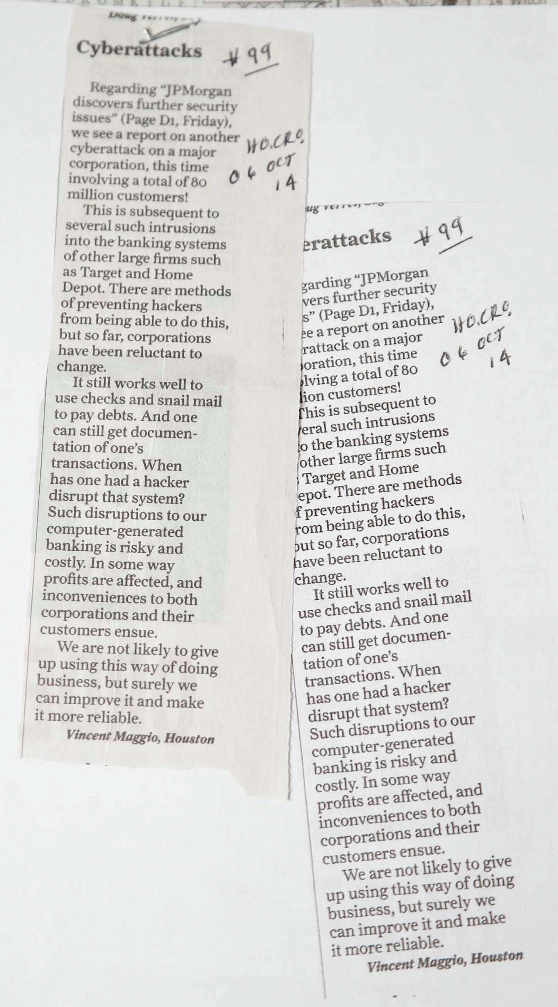 You may have read one of this Houston man's letters