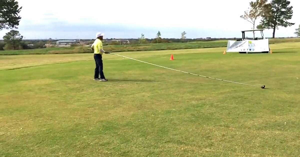 Texas man swings ridiculously giant golf club for a world record