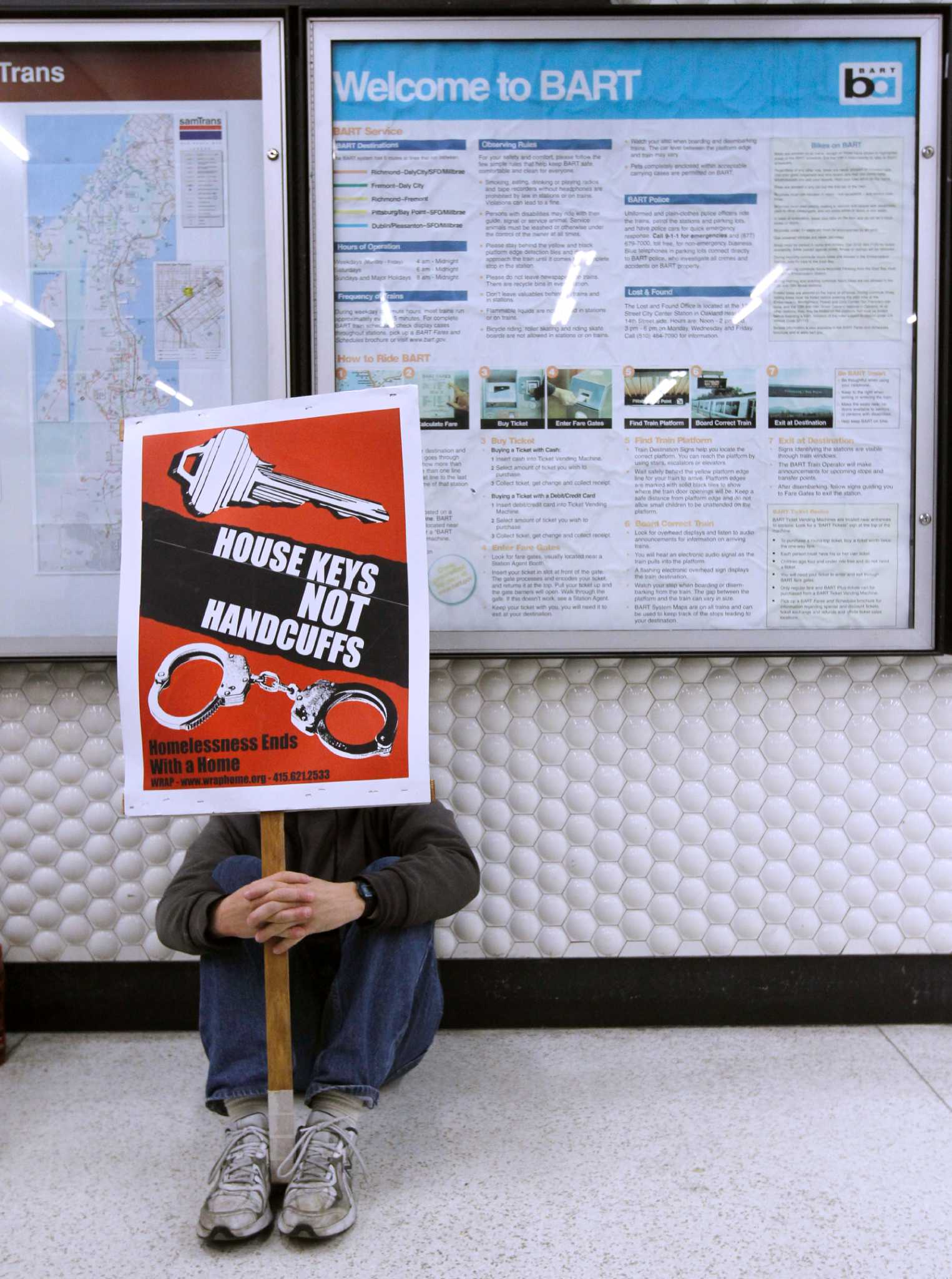 Homeless protest BART’s no-sleeping rules at Powell Station