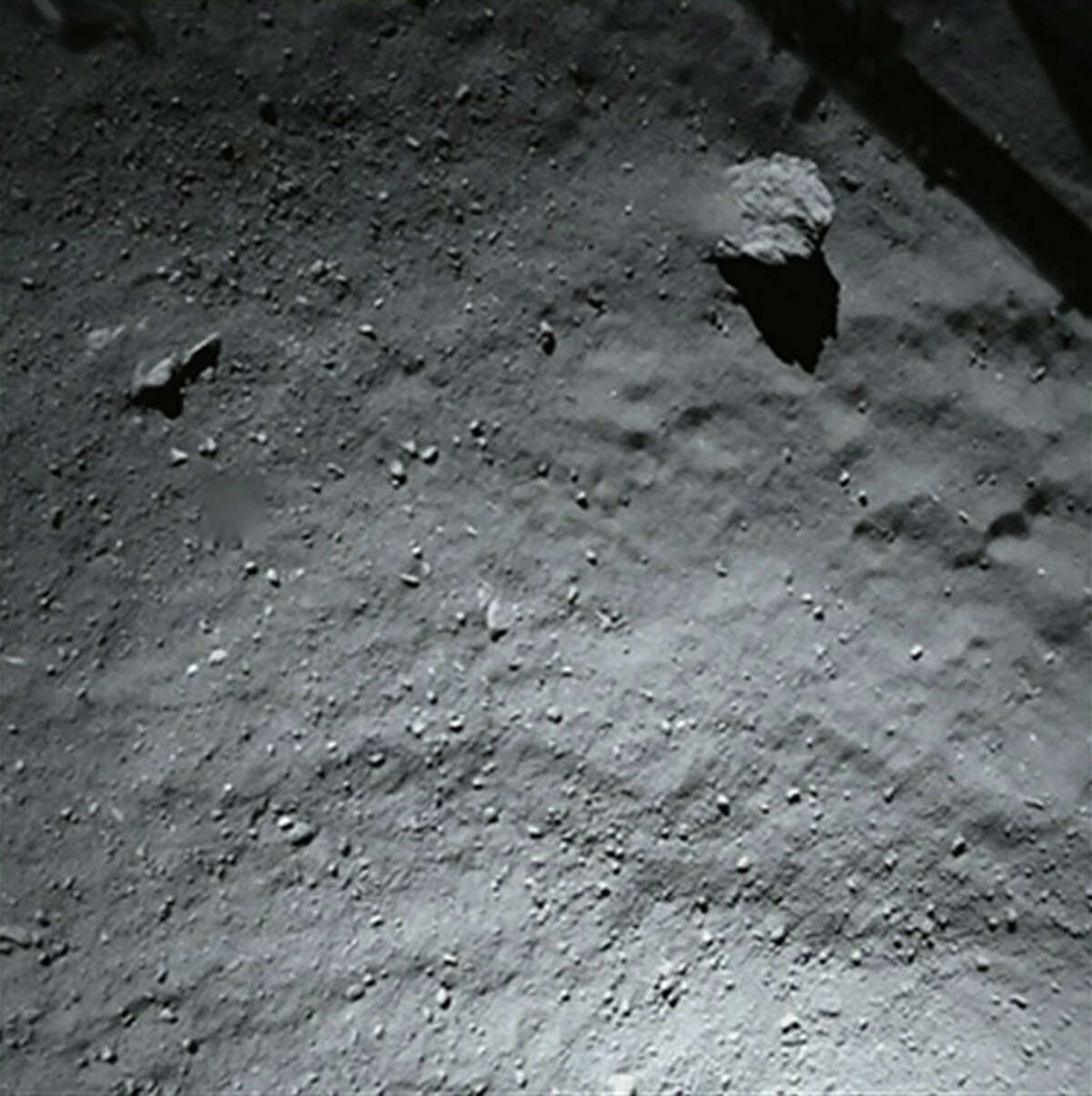 Comet lander in cliff shadow