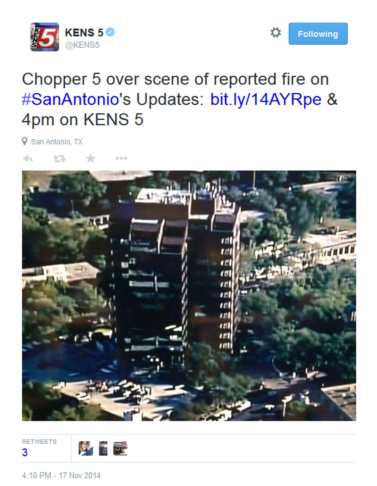 San Antonio fire crews working fire at office building near the Medical ...