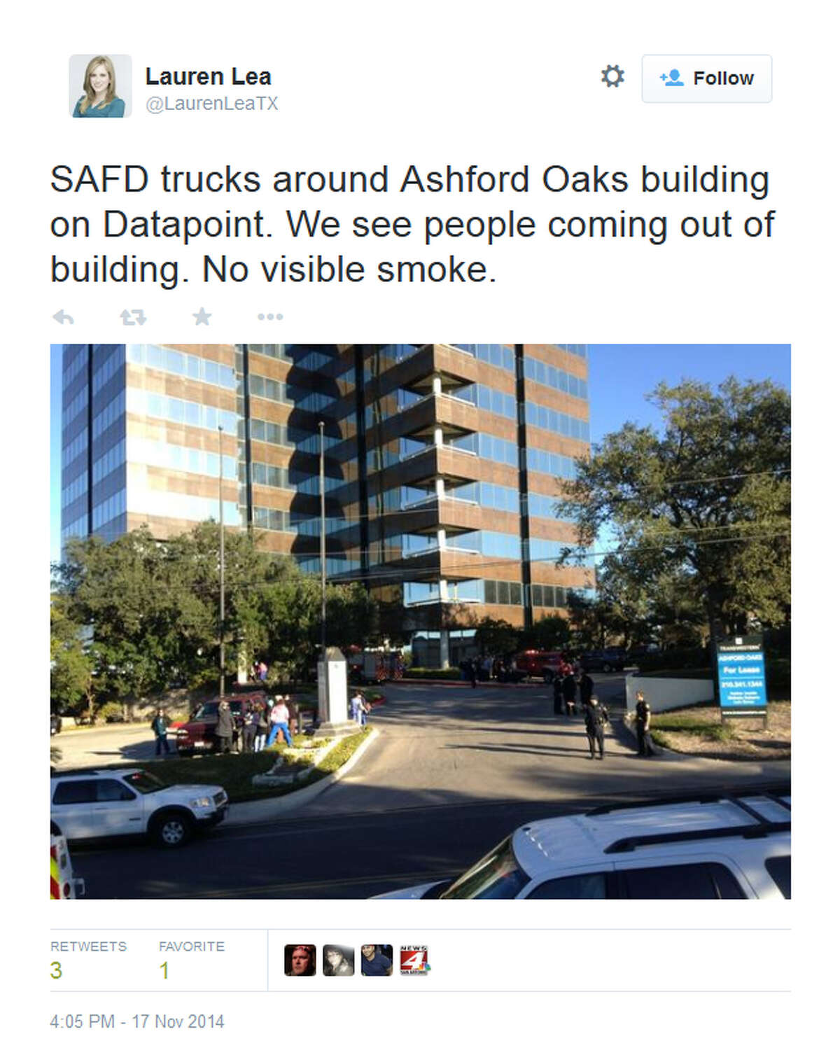 San Antonio fire crews working fire at office building near the Medical ...