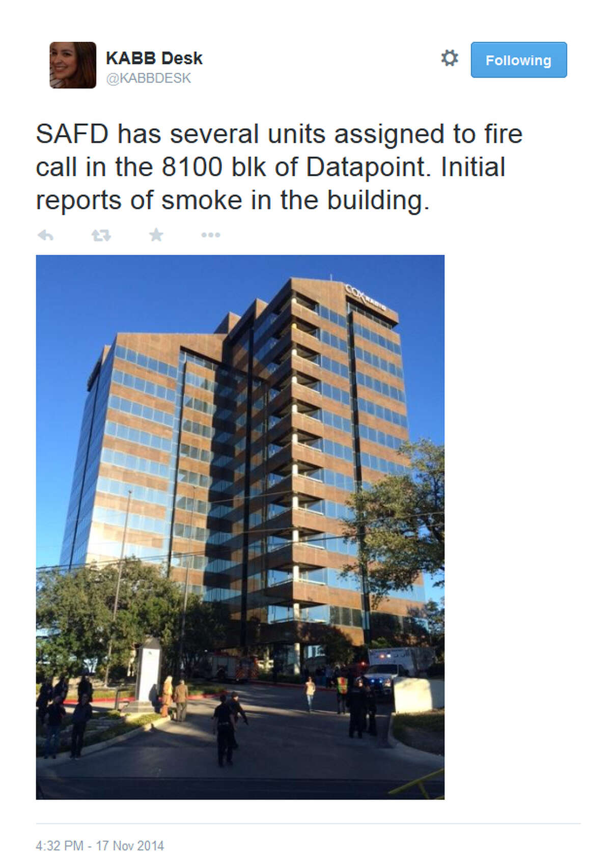 San Antonio fire crews working fire at office building near the Medical ...