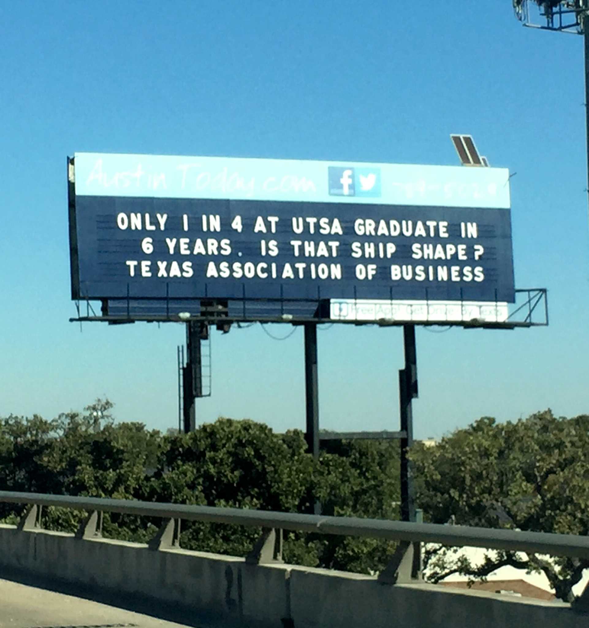 Business group’s billboard calls out UTSA graduation rates