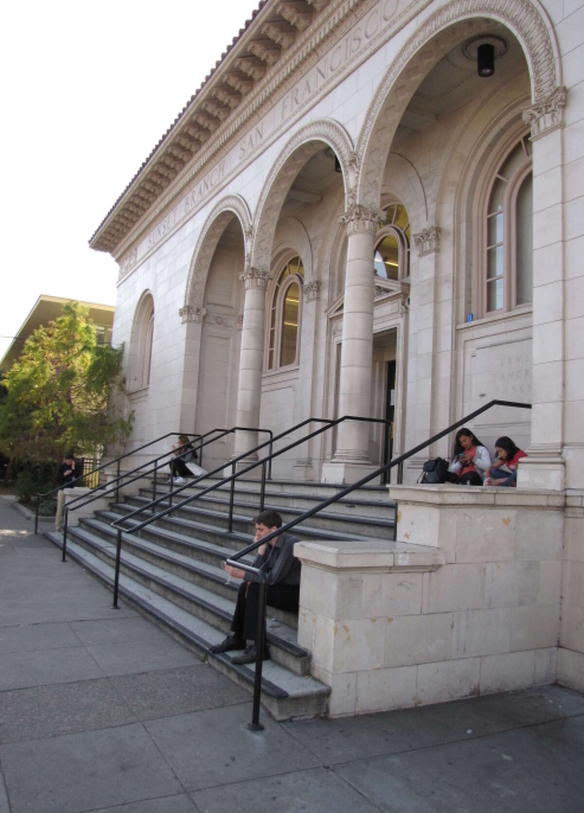 A Carnegie library stands tall in the Sunset