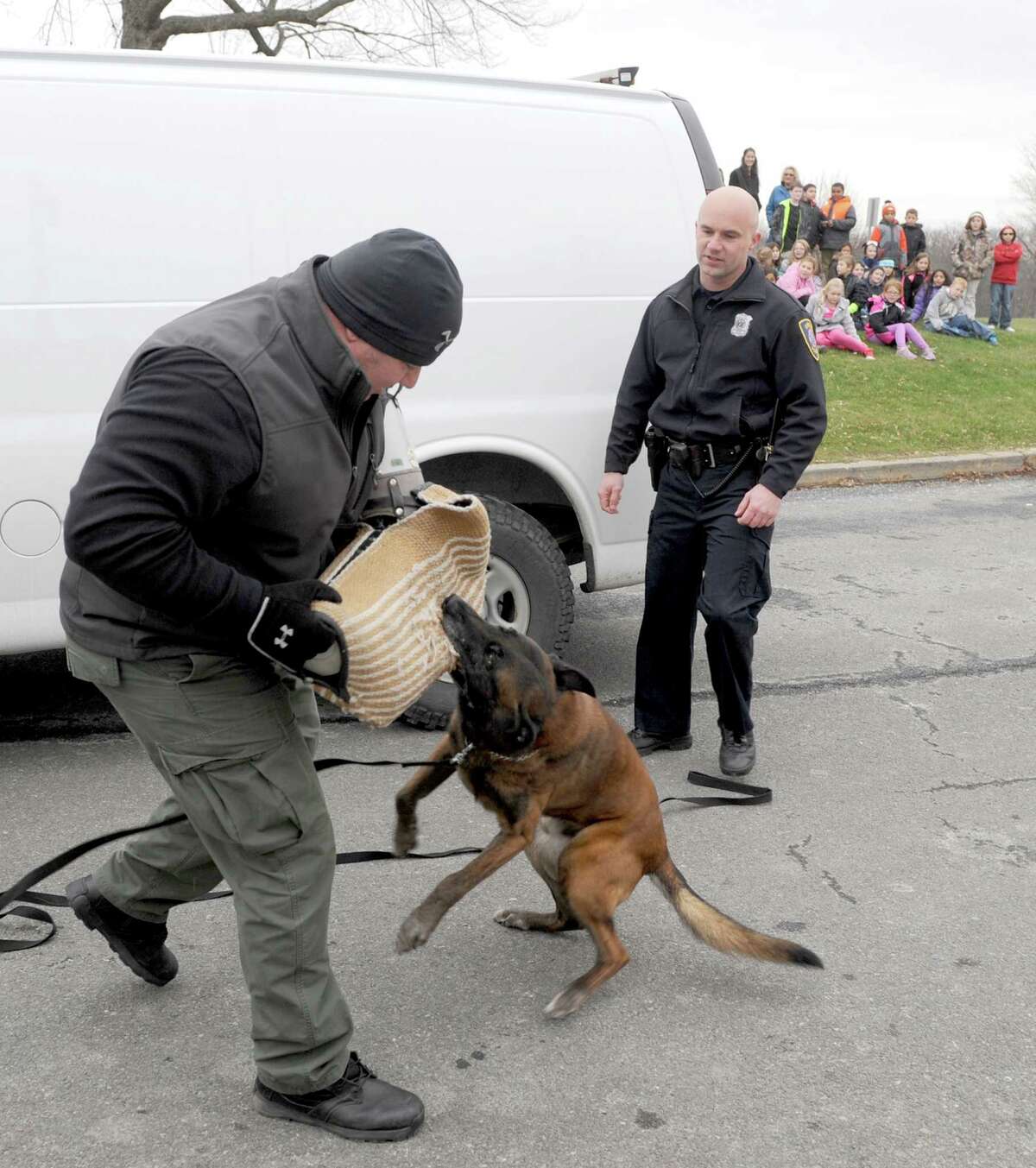 Cohoes K9 team performs for students