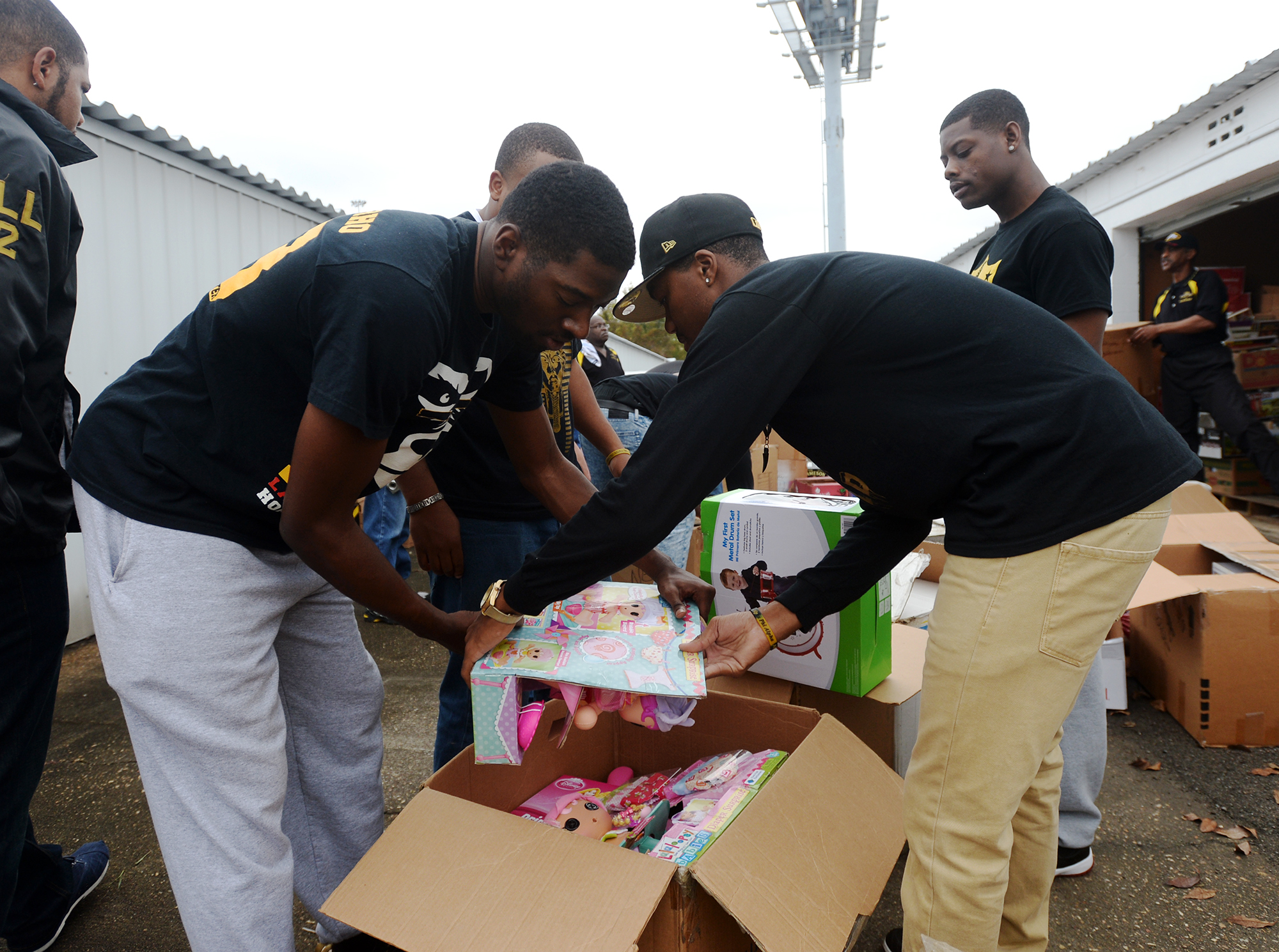 Volunteers box toys for Empty Stocking Fund