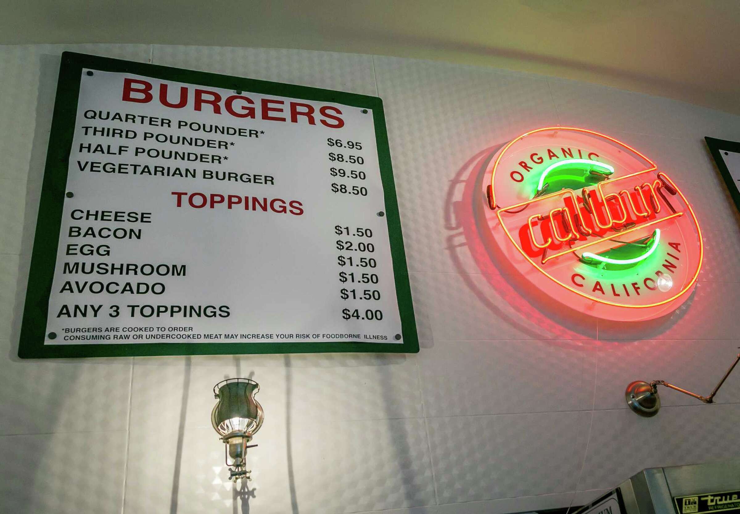 Calibur’s organic burgers boast juicy appeal, with a rough-hewn texture