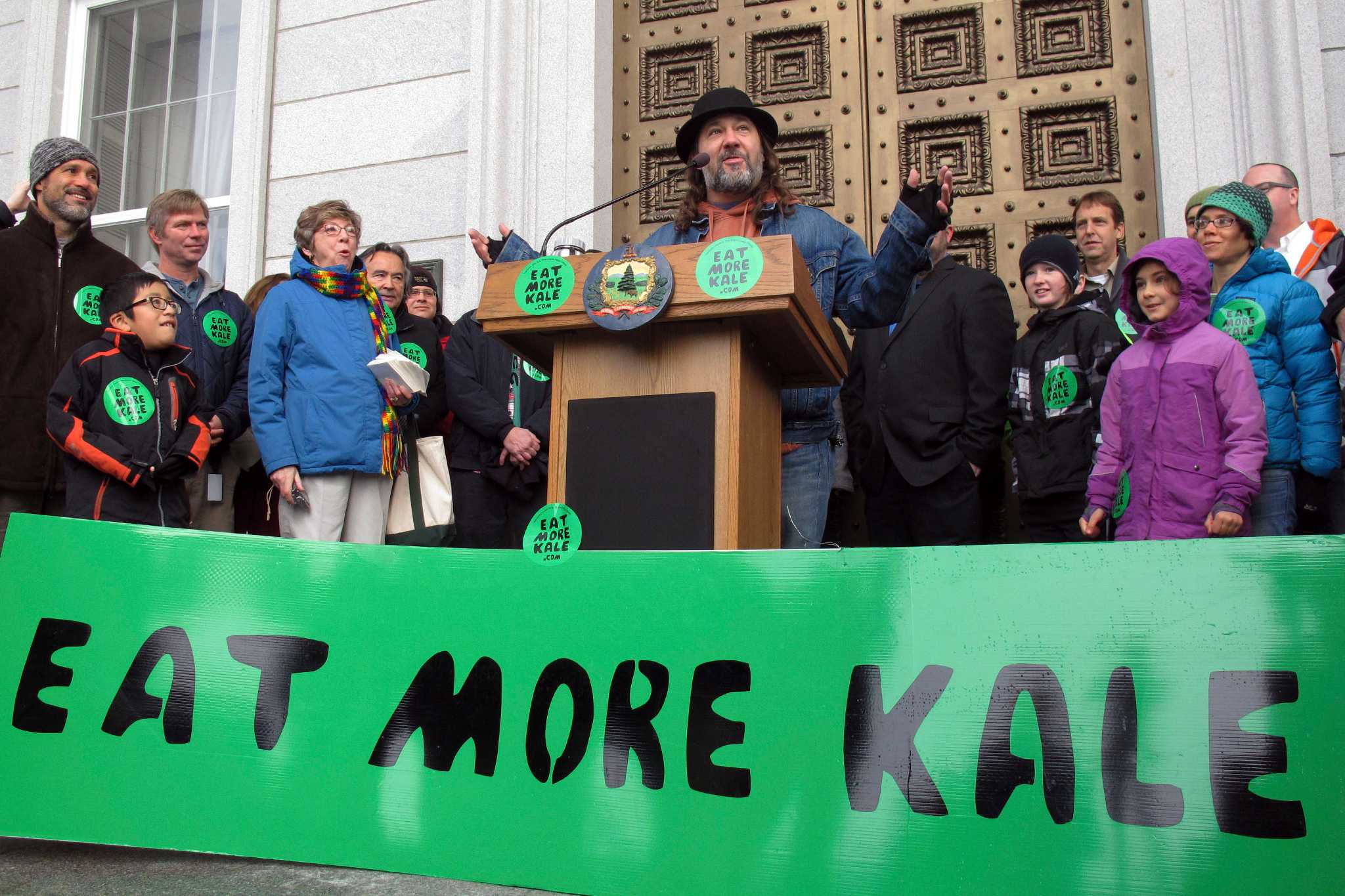 Artist celebrates his new 'eat more kale' trademark
