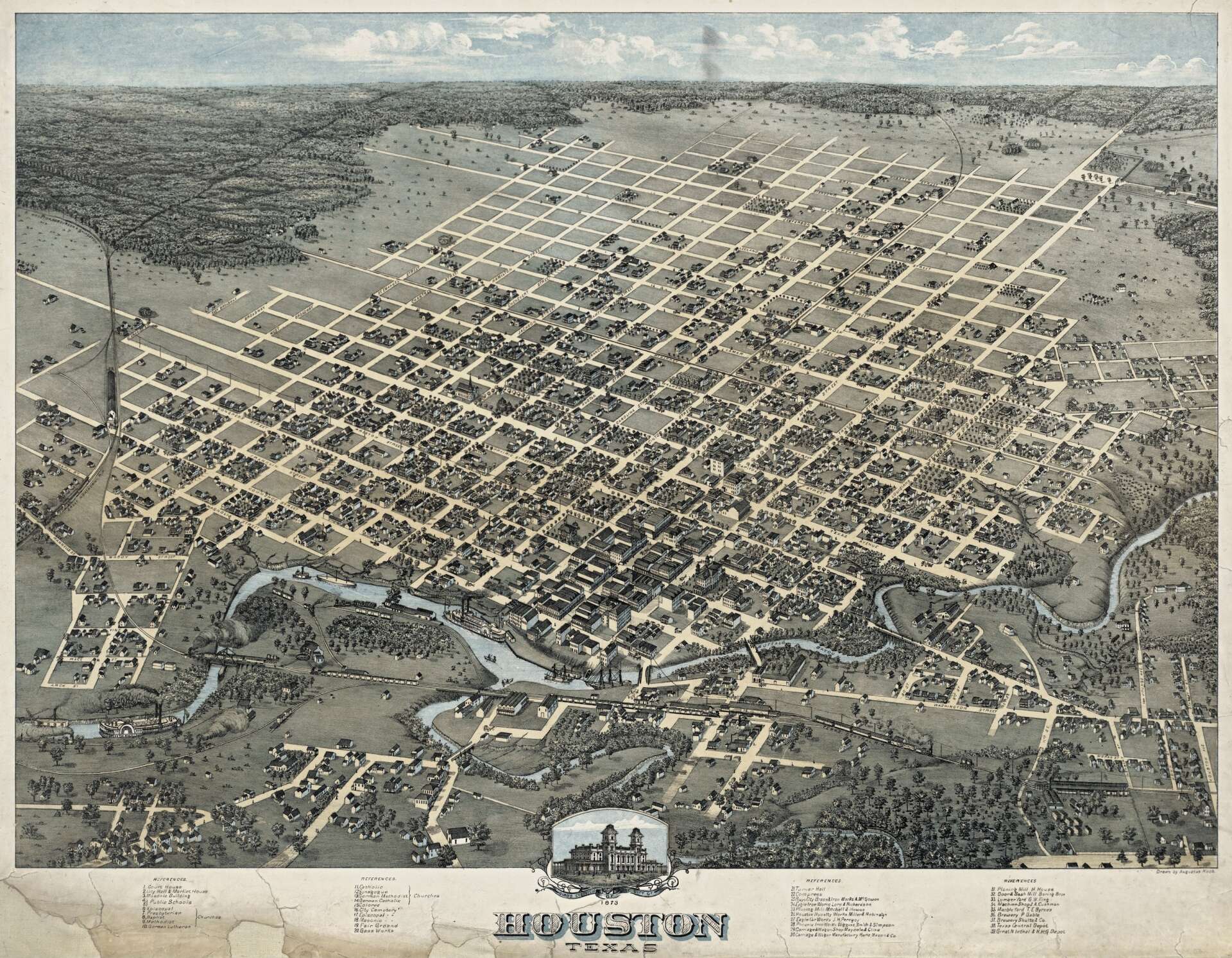 1860 census map shows distribution of slaves in the Houston area ...