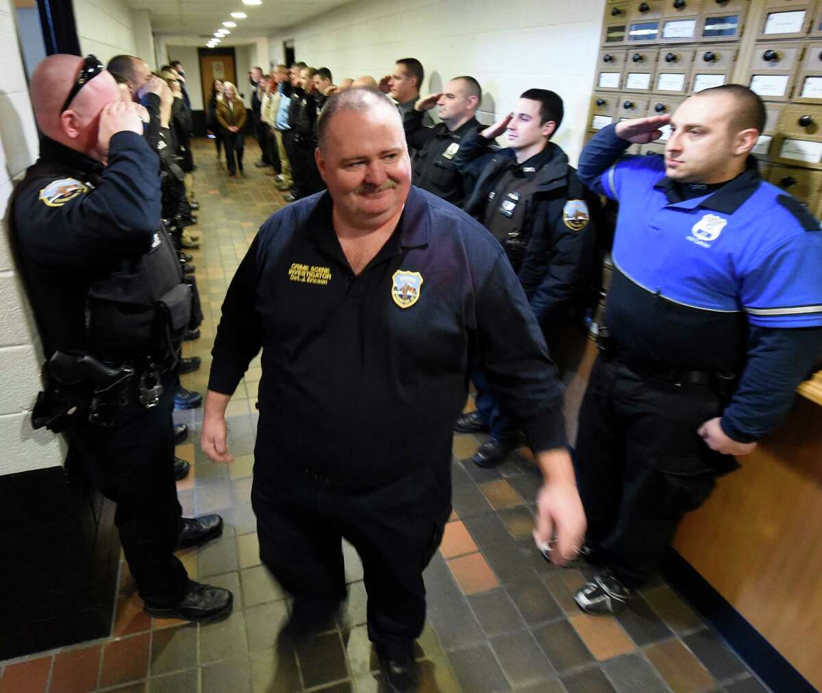 Schenectady police salute retiring detective