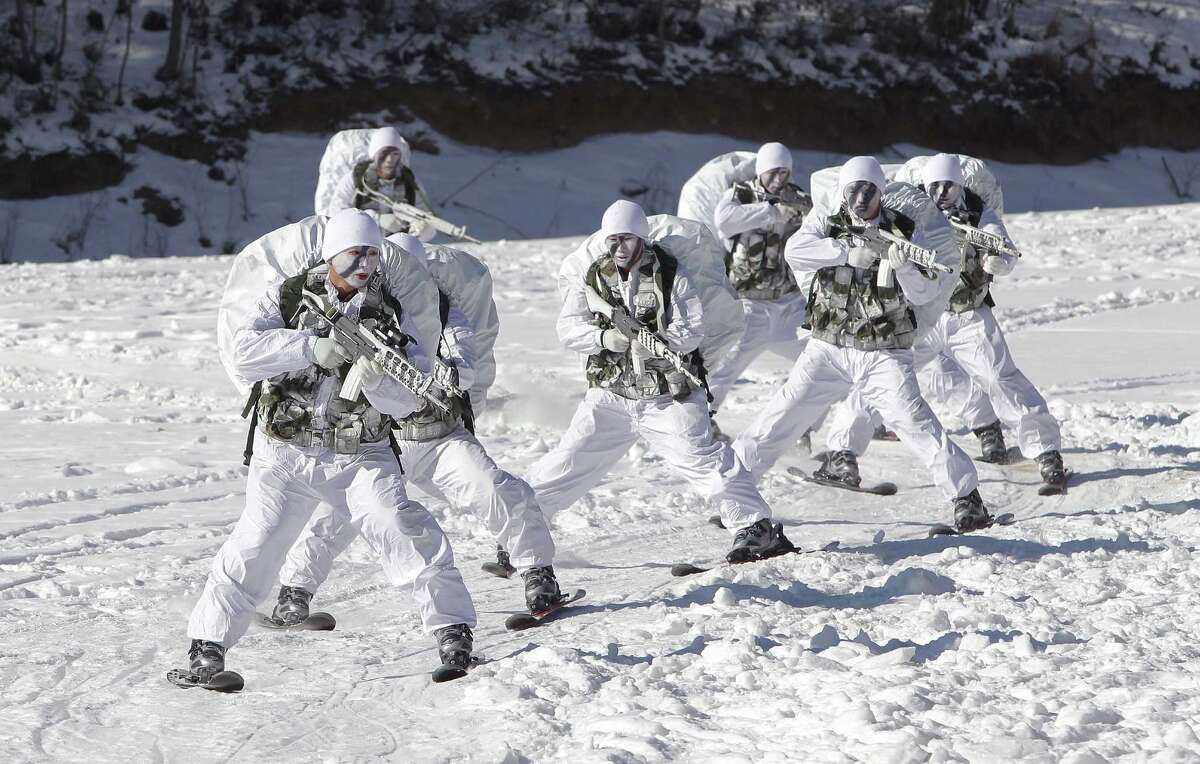 S. Korea's Army train during winter