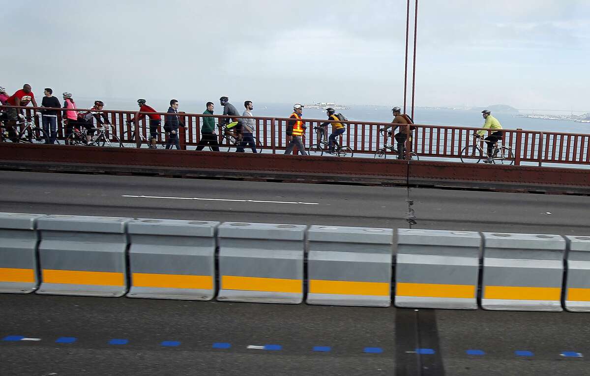 Golden Gate Bridge work finished early as barrier is installed