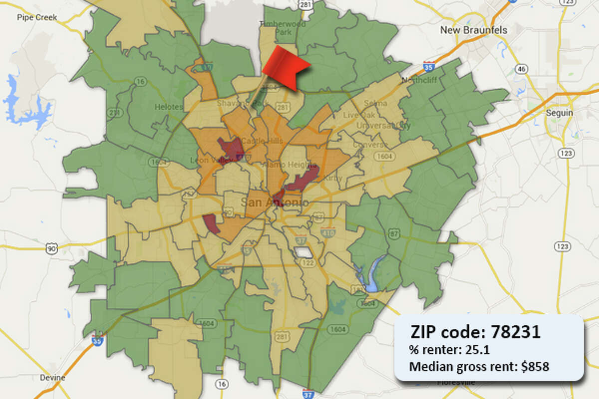 San Antonio ZIP codes with the highest percent of renters