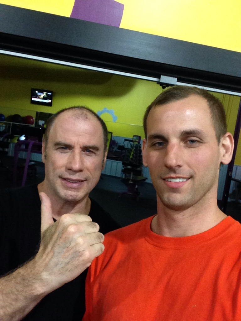 John Travolta gets friendly with stranger during 3 A.M. workout