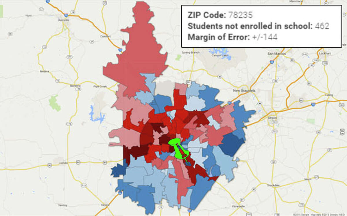 School non-enrollment numbers by Bexar County ZIP code