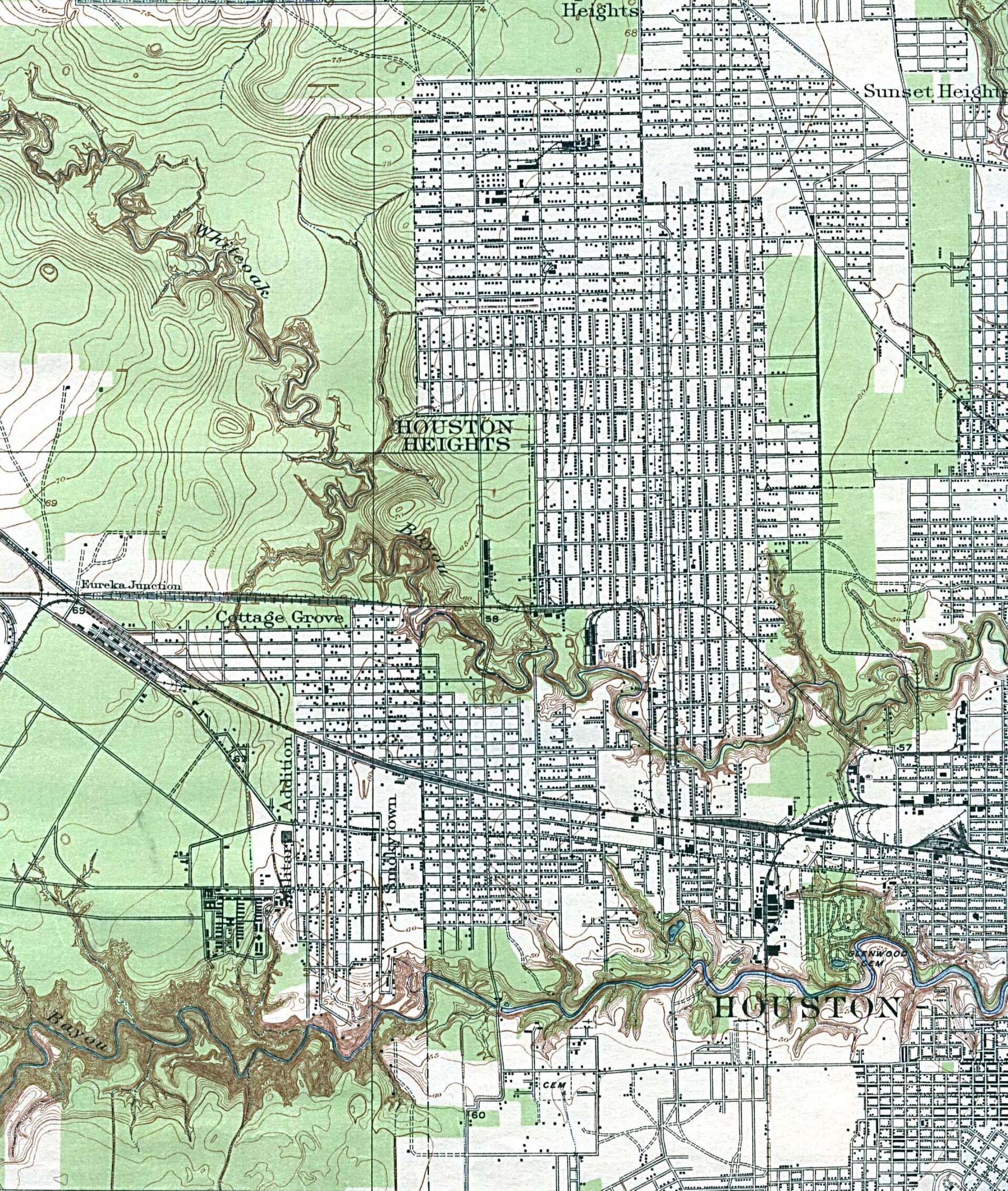 Looking at historical maps of Houston, Galveston