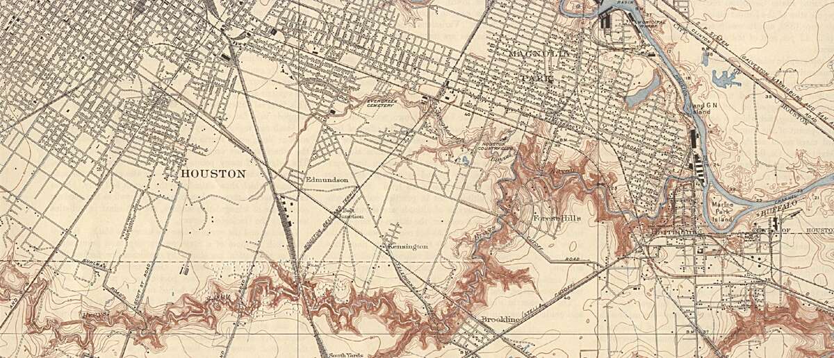 Looking at historical maps of Houston, Galveston