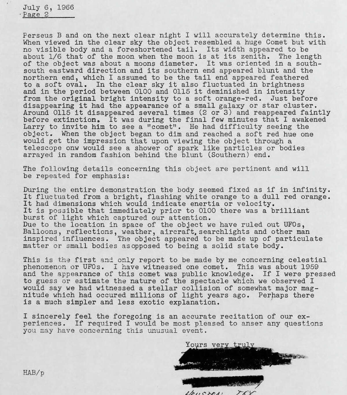 Project Blue Book reveals Houston UFO incidents